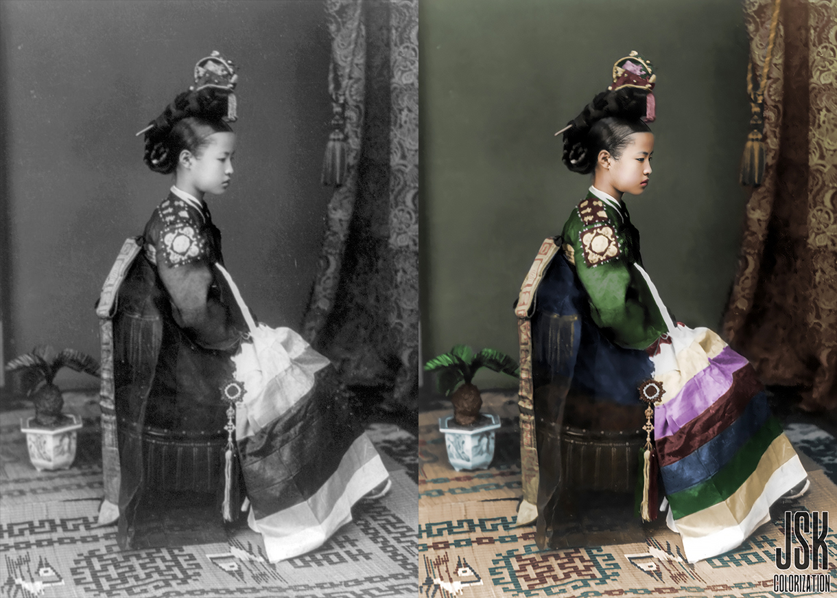 A young Kisaeng girl in Korean Palace c. 1910 [Colorized] | Scrolller