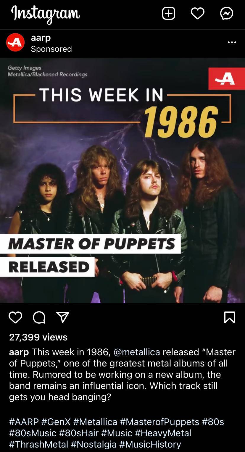 😐 AARP using Master of Puppets to sell memberships. | Scrolller