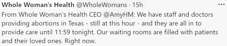 Abortion care provided until 11.59 tonight to patents and loved ones | Scrolller