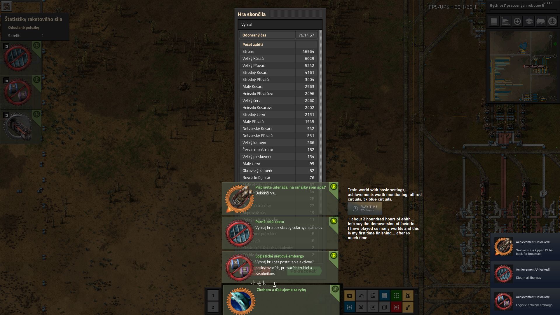 After 76 hours, i have finished Factorio for the first time. | Scrolller