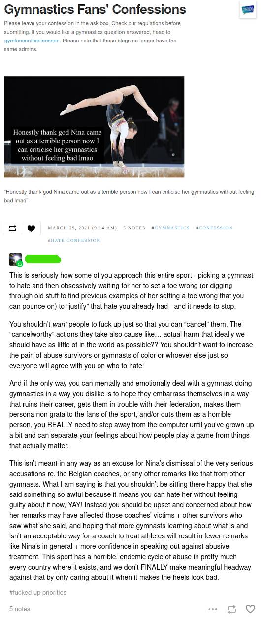 After Nina Derwael's comments downplaying abusive practices in Belgian gymnastics | Scrolller