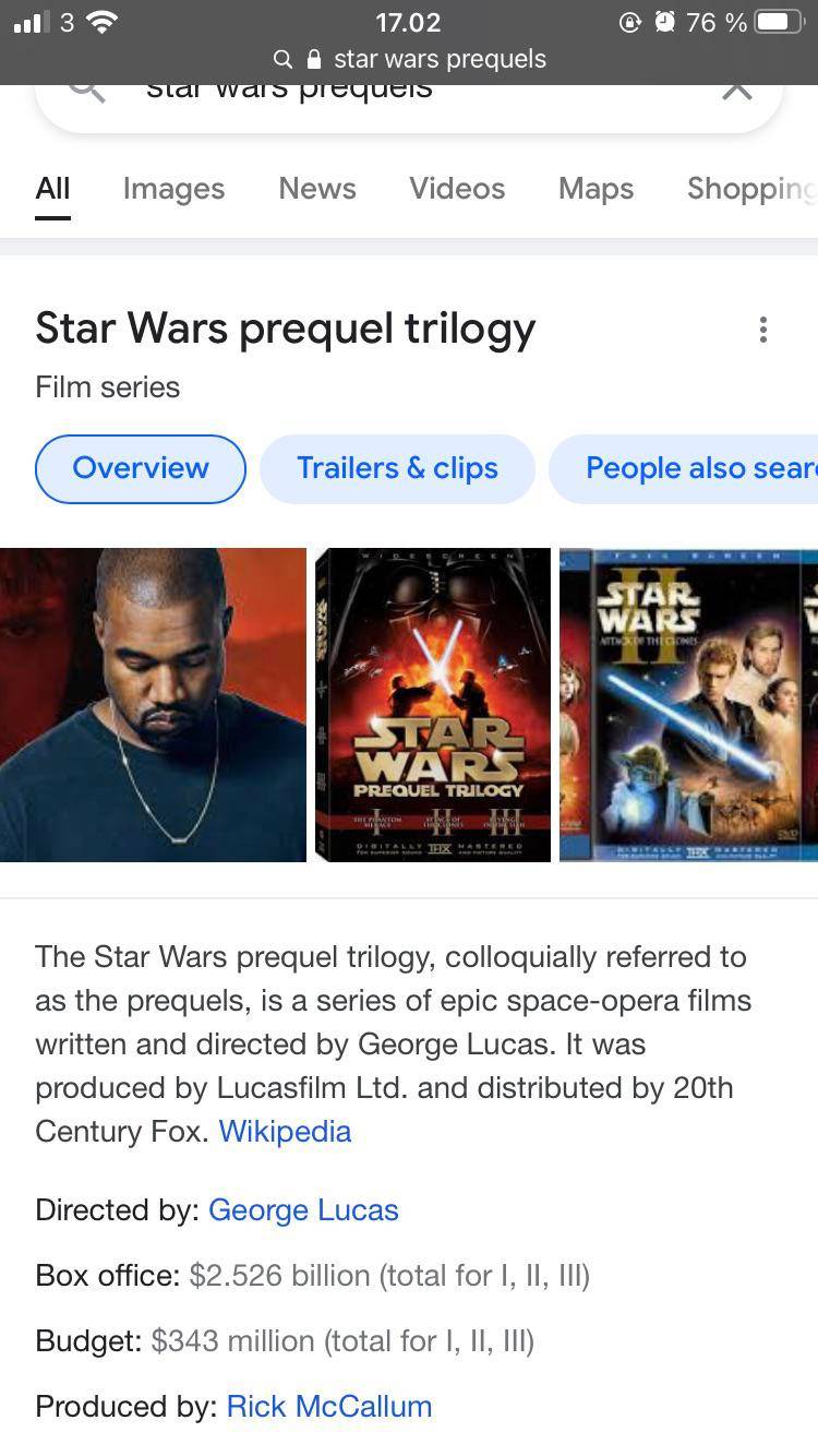 Ah yes my favorite prequel character Kanye West | Scrolller