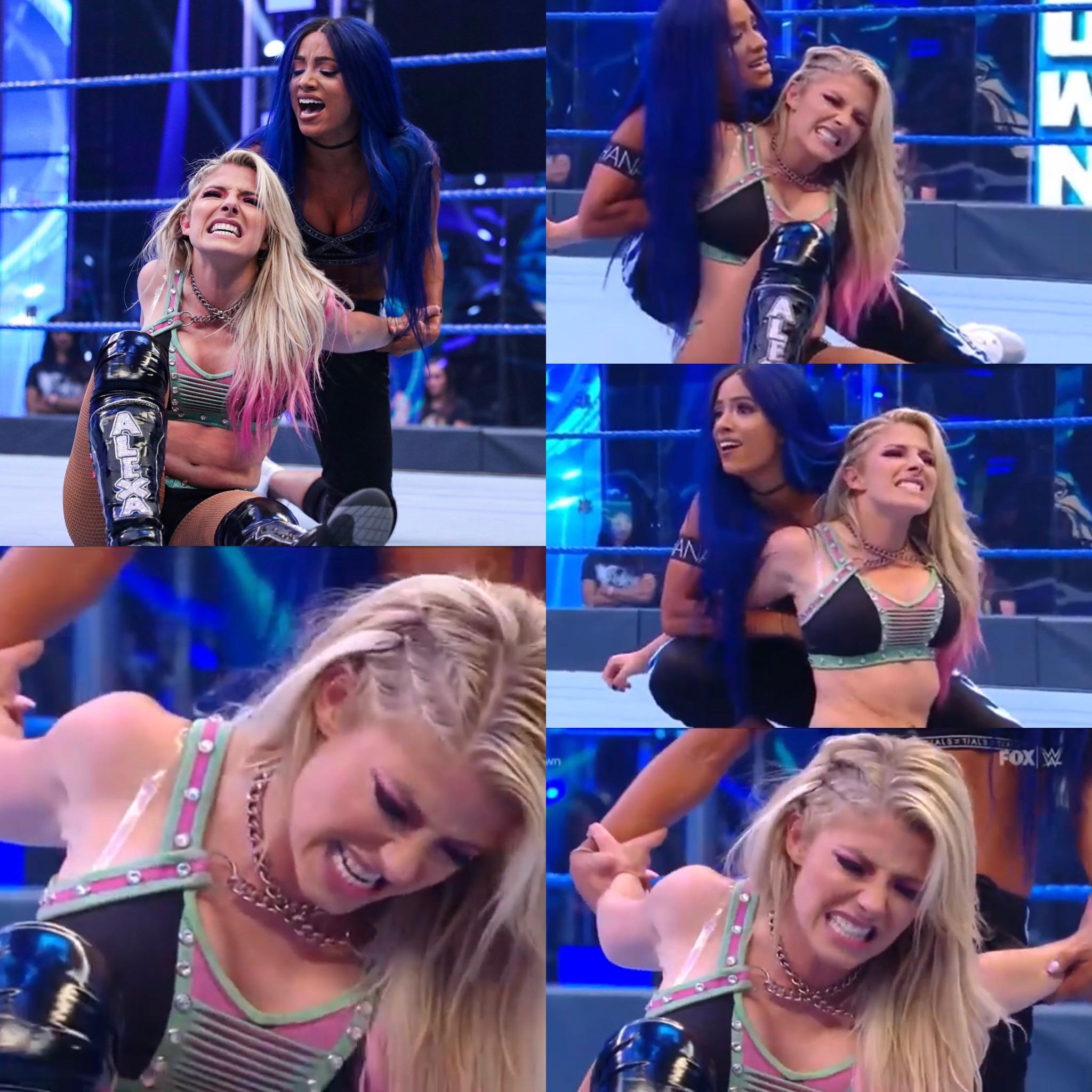 Alexa looks so hot squirming in that surfboard submission on her as Sasha talks shit into the ...