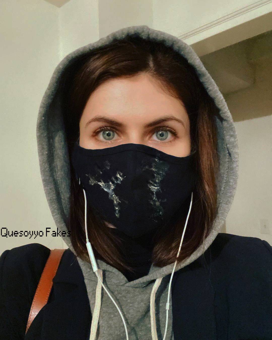Alexandra Daddario wearing her mask | Scrolller