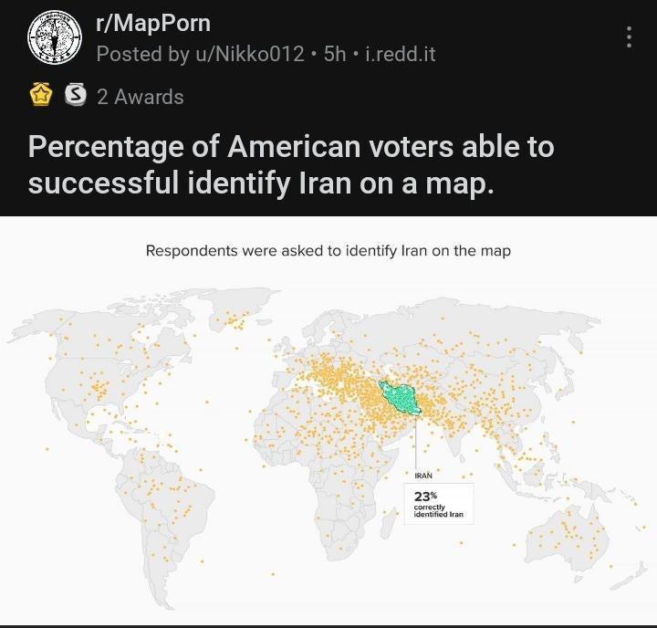 Americans identifying Iran | Scrolller