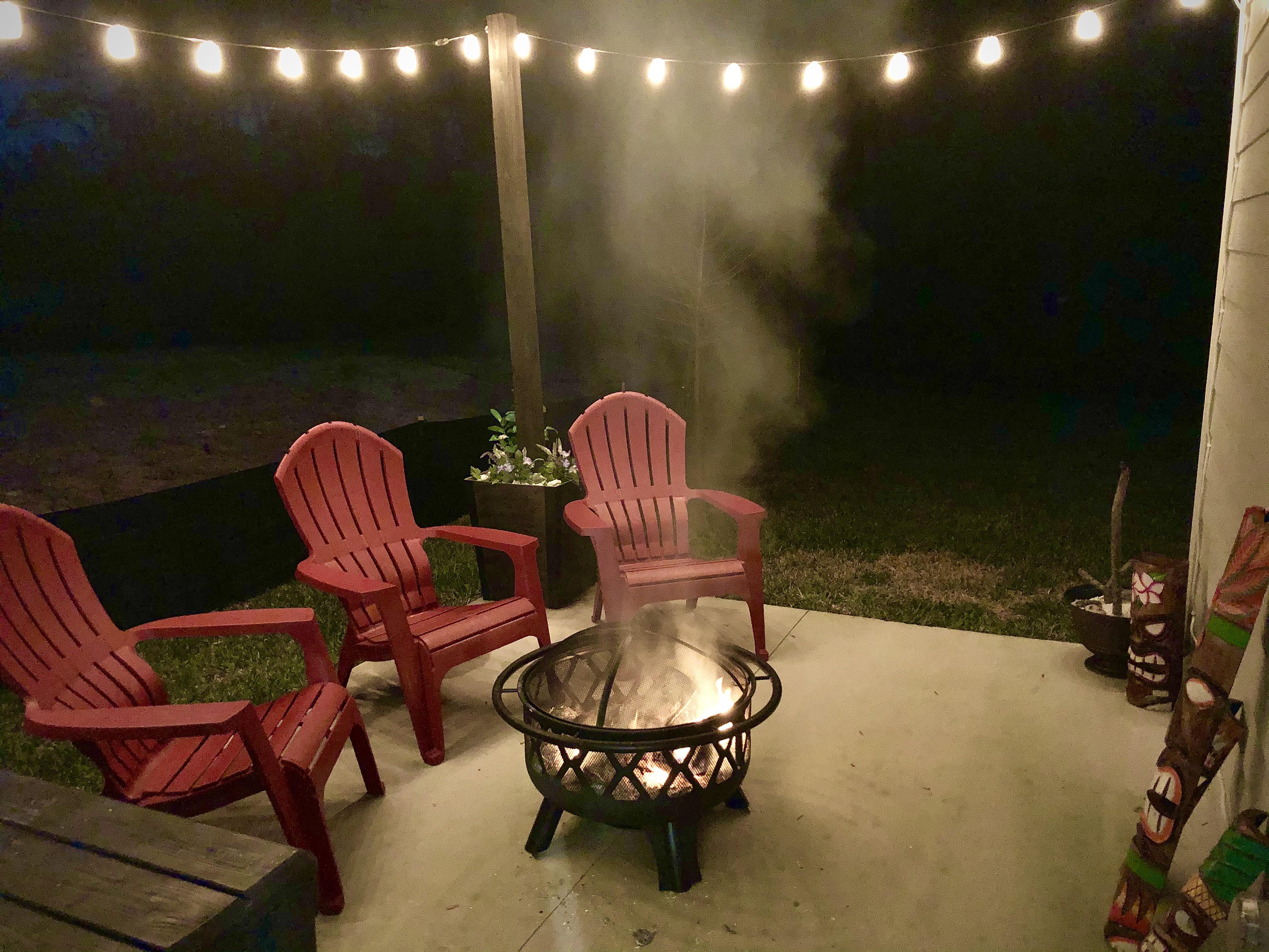 An evening fire on our back porch. | Scrolller
