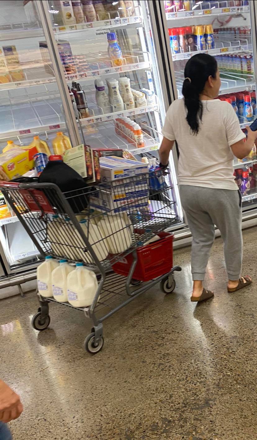 An idiot spotted in the wild of HEB Edinburg this morning. She’s got 15 milks in her shopping ...