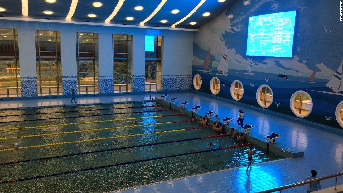 An Olympic-sized swimming pool at a "children's palace" after school center in Pyongyang ...