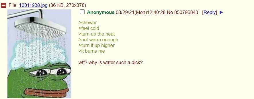 Anon dislikes water | Scrolller