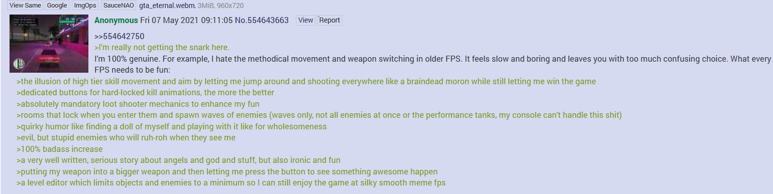 Anon doesn't like Doom: Eternal's design. | Scrolller