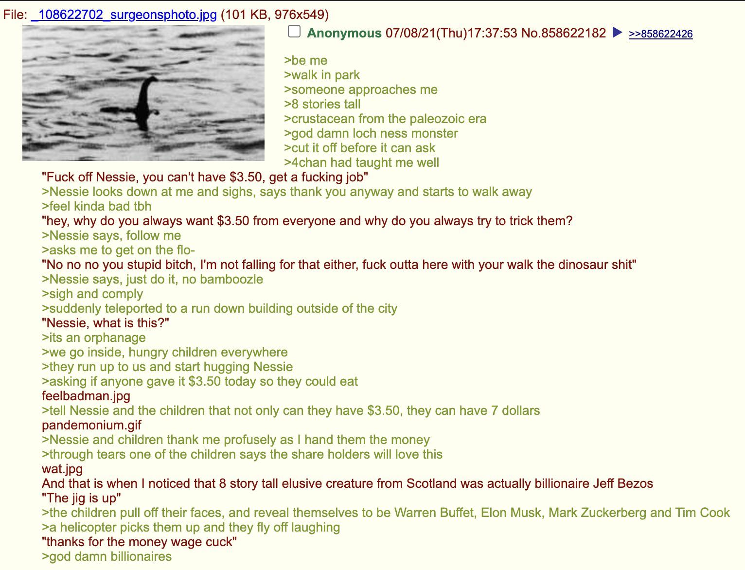 Anon is asked for $3.50 by the Loch Ness monster | Scrolller
