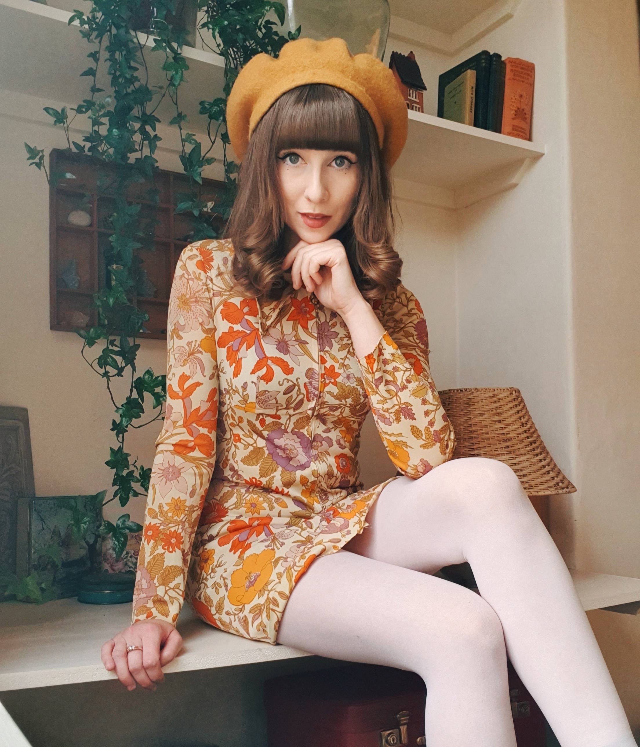 A 60s mini dress, white tights and a beret | Scrolller