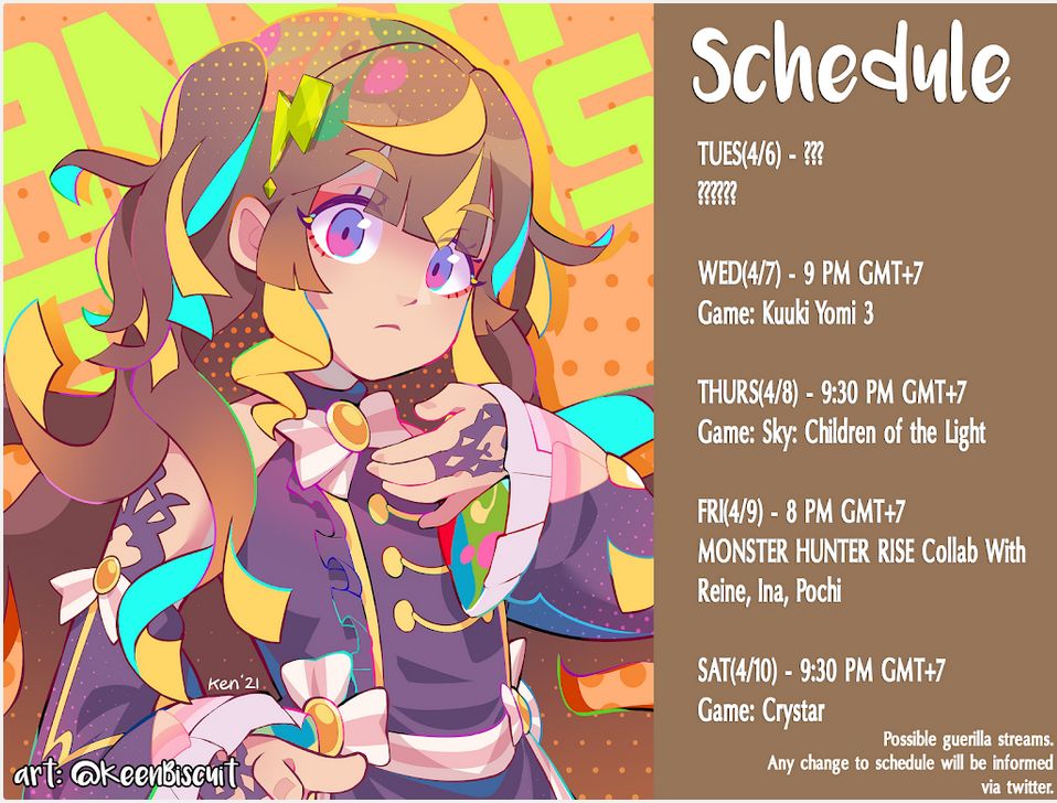 Anya's schedule: Excited for the first Monster Hunter Collab with Ina, Reine and Pochi-Sensei ...