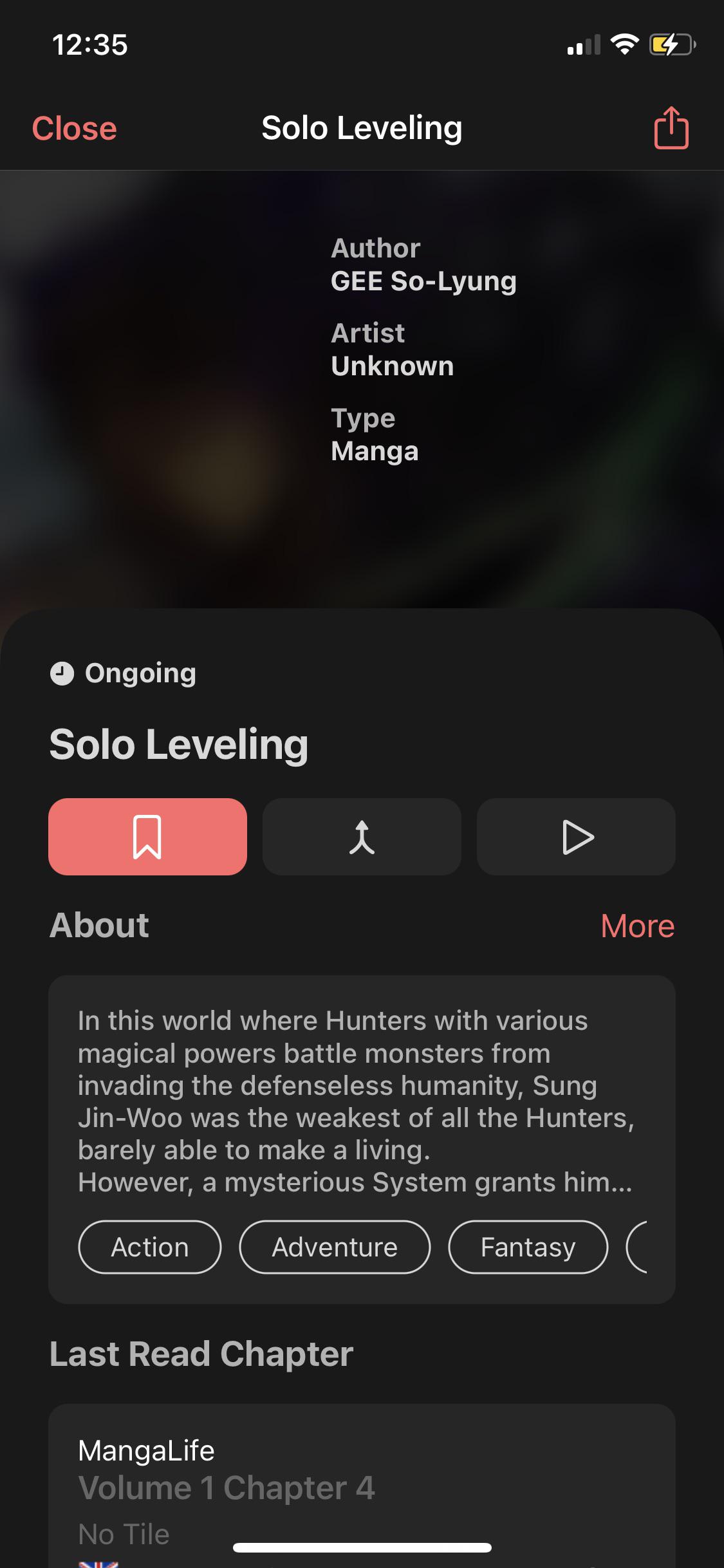 Anyone know why the cover image doesn’t appear when I tap on a chapter? | Scrolller