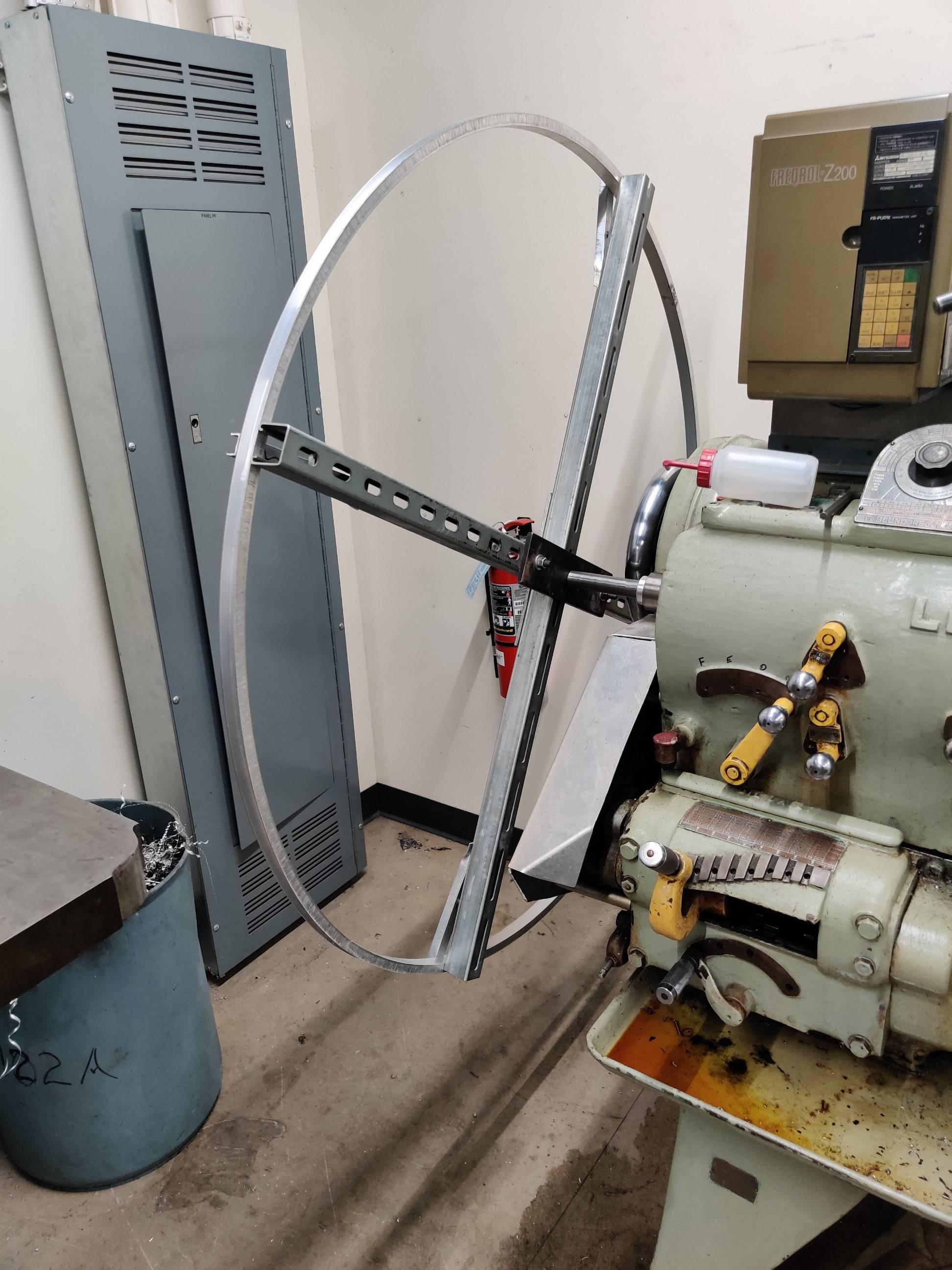 Apparently, attaching the Wheel of Random Amputation to the lathe is really handy for coiling ...