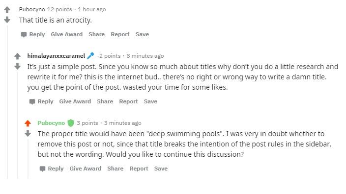 Arguing with a mod about post titles | Scrolller