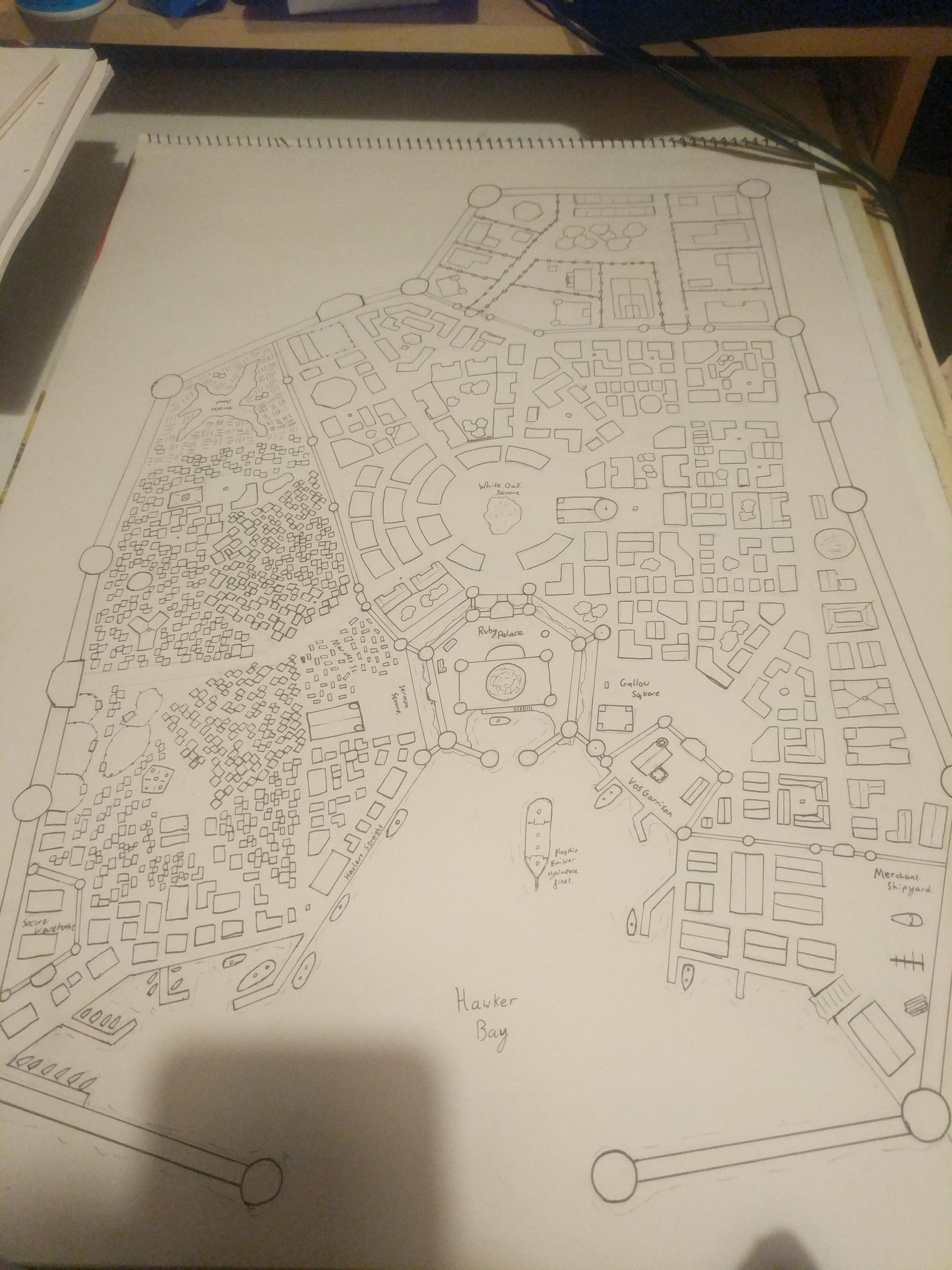 [Art] Been doing hand drawn city maps for my players. | Scrolller