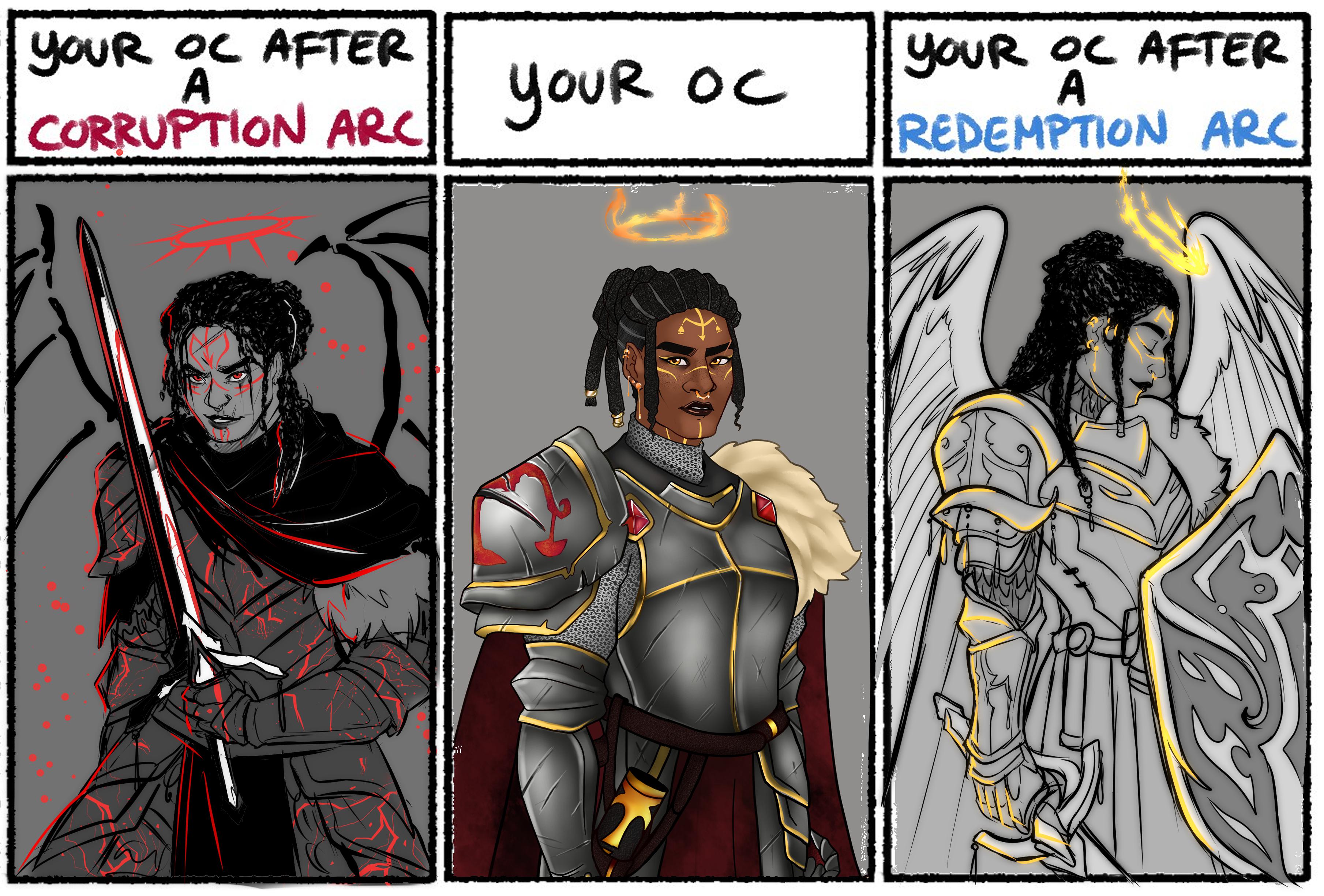 [ART] [OC] Corruption / Redemption Arc Meme - Aasimar Paladin | Scrolller