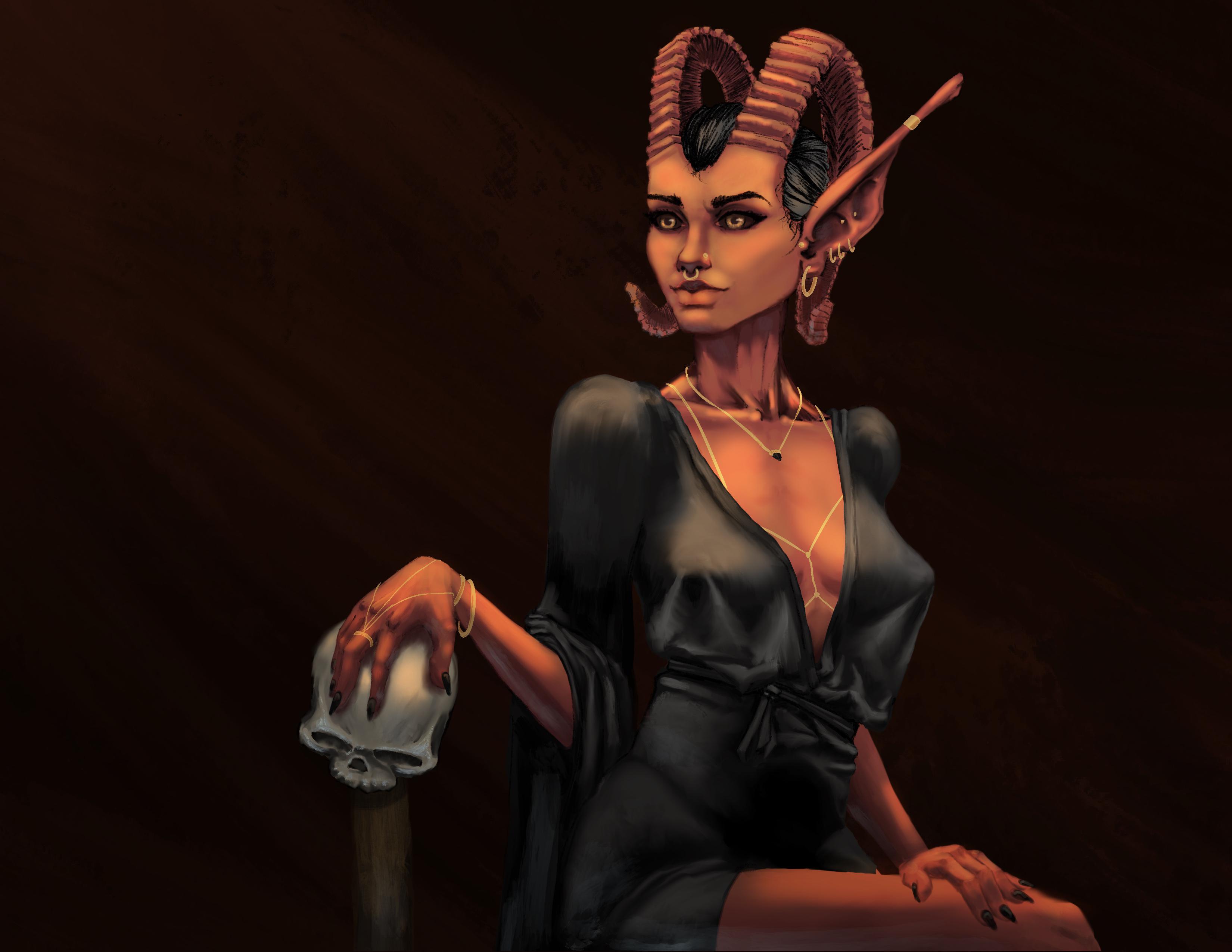 [Art][OC] Suzy Q, Tiefling Warlock | Scrolller