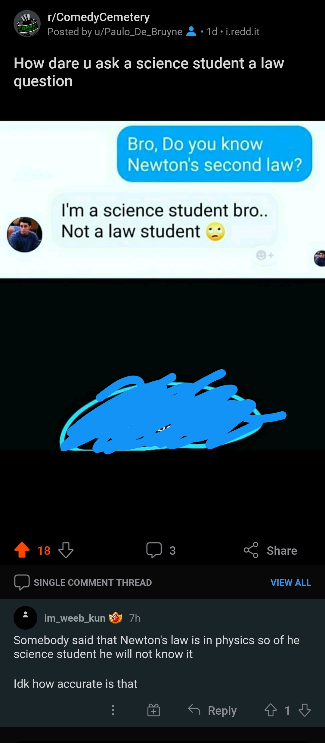 As a science student I can confirm that physics is not related to science /s | Scrolller