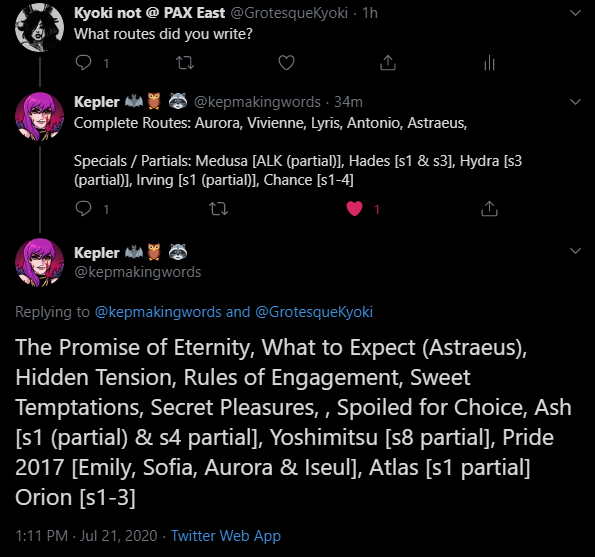 Author of Vivienne, Lyris, etc's twitter handle is @kepmakingwords! | Scrolller