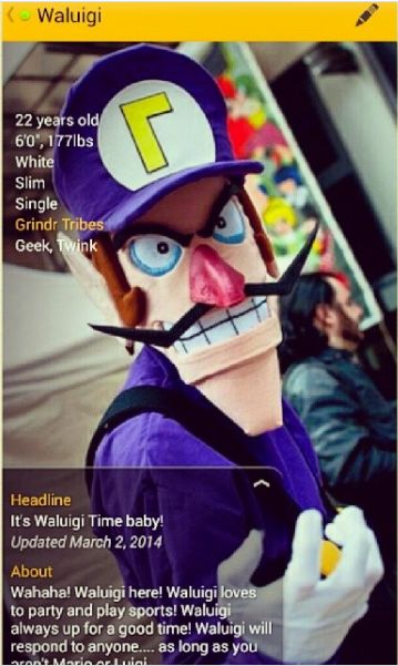 Back in 2014 I made a Grindr Account for Waluigi, just came across it when going through my old ...