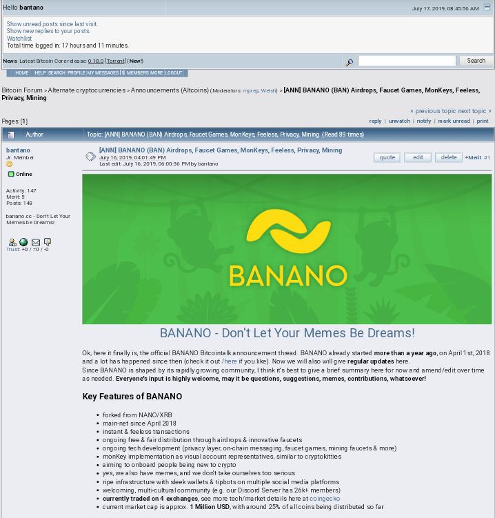 BANANO now has a Bitcointalk ANN thread | Scrolller