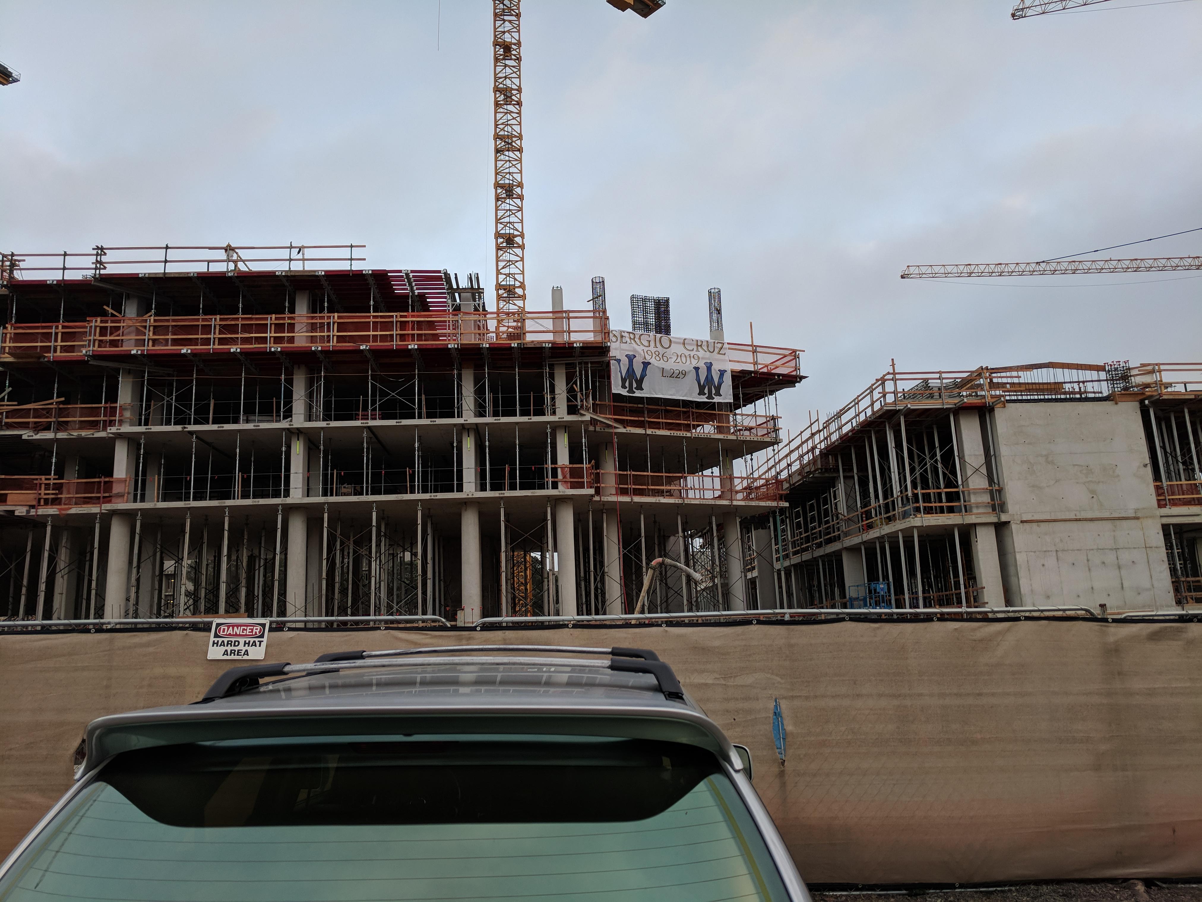 Banner placed at construction site | Scrolller