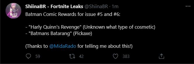 Batman/Fortnite Issues #5 and #6 Rewards (via/ShiinaBR) | Scrolller