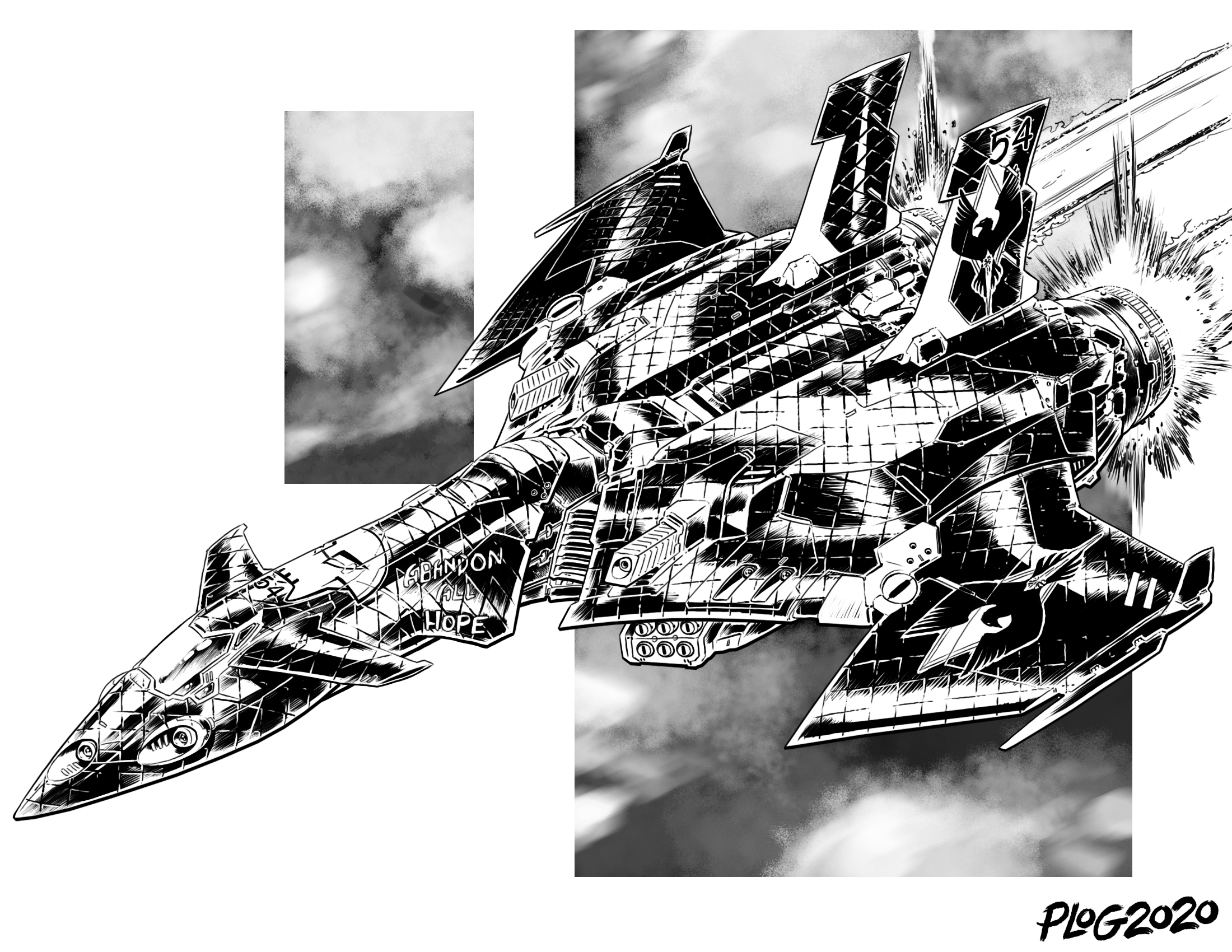 Battletech Navajo Assault fighter - drawn by the amazing Matt Plog. - There's two geek ...