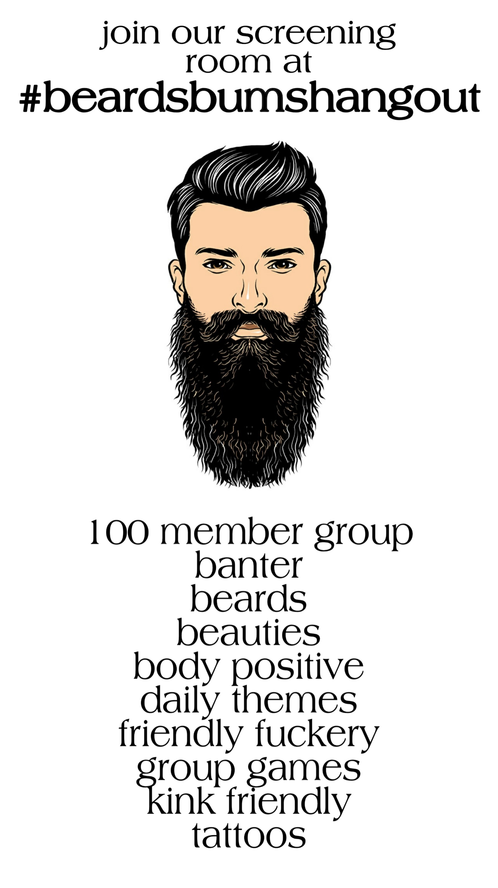 #beardsbumshangout - lively flirtatious group chat that caters to thick beautifully bearded ...