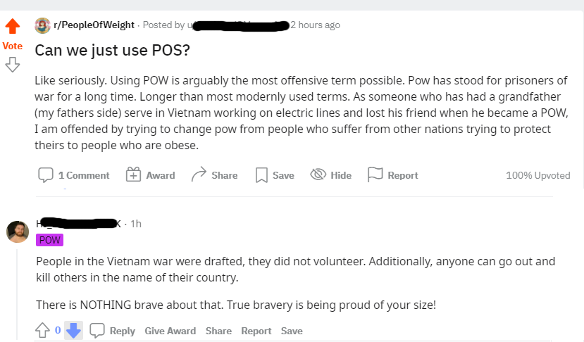 Being obese is more brave than being a war veteran. | Scrolller