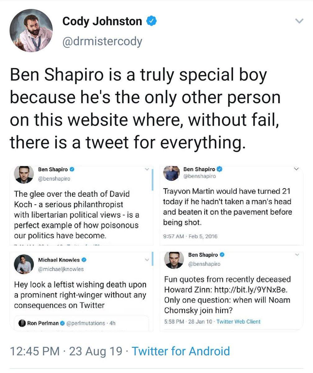 Ben Shapiro gets OWNED and DESTROYED by his own twitter history | Scrolller