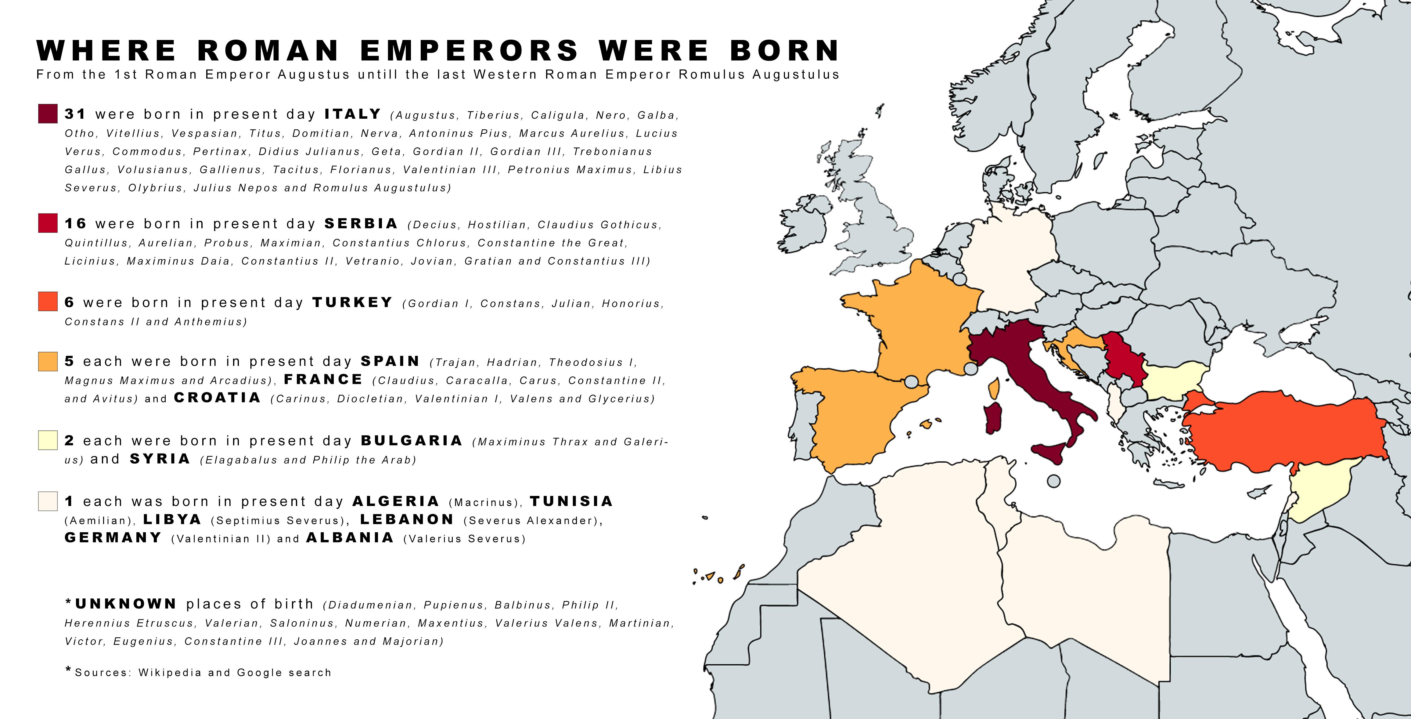 Birth places of Roman Emperors | Scrolller