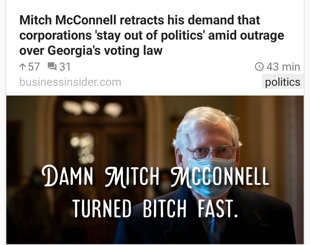 Bitch McConnell gets bitched slapped by bigger bitches. | Scrolller