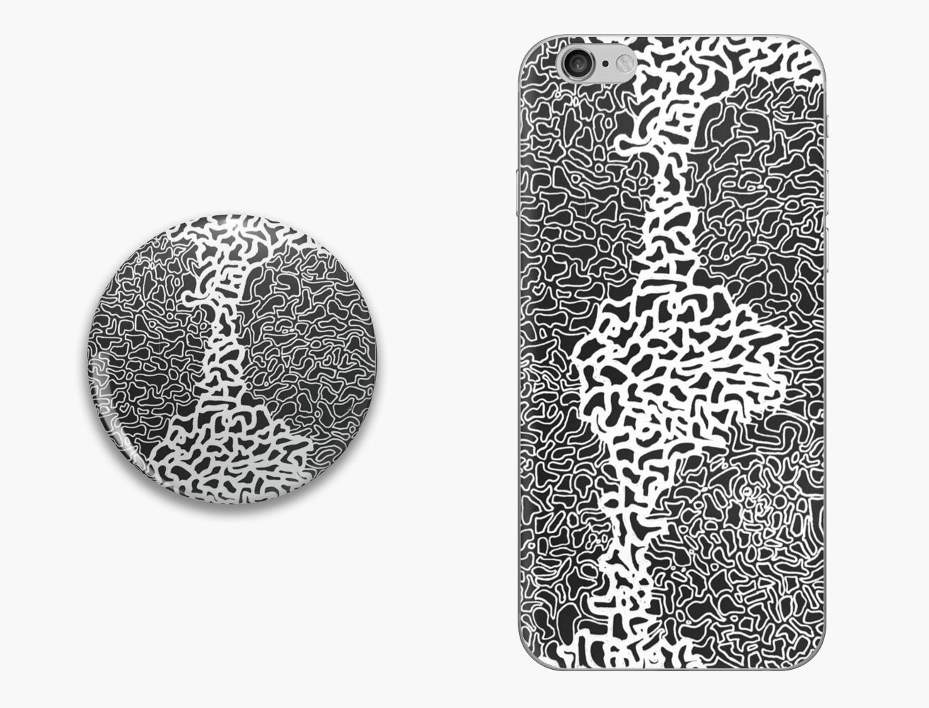 Black Hand-drawn Organic Pattern | Scrolller