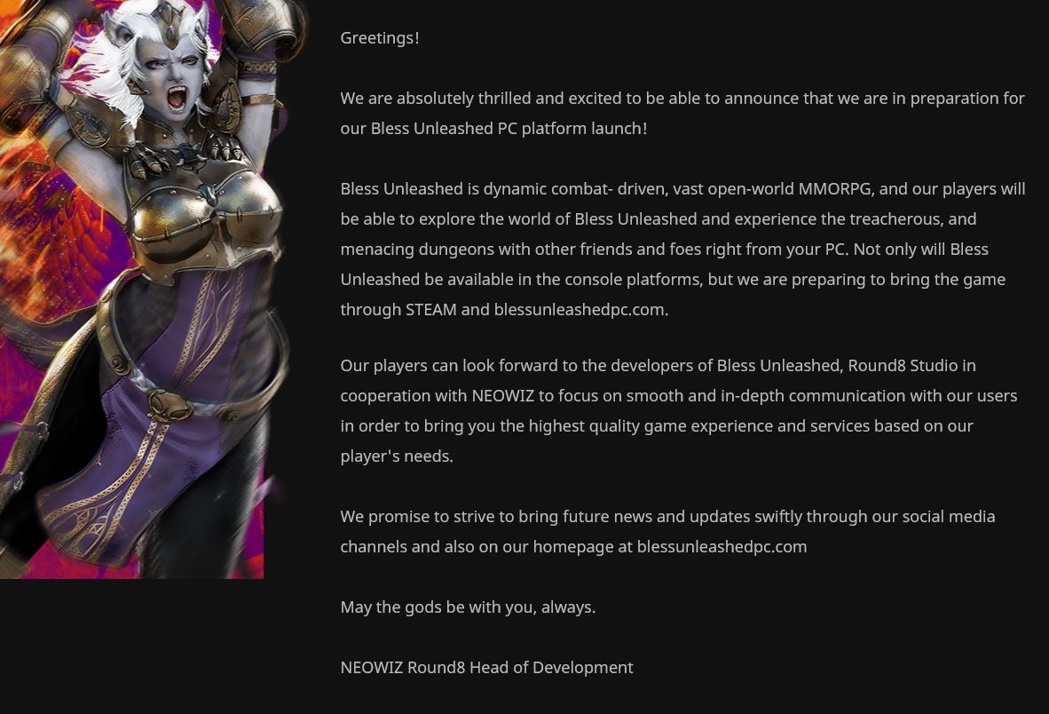 Bless Unleashed Steam (Dev Letter) #1 | Scrolller