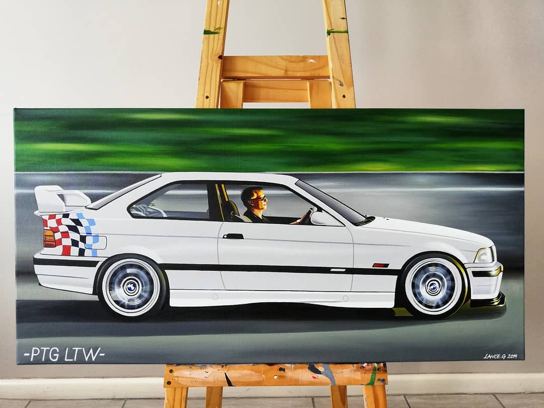 BMW E36 M3 Lightweight Artwork - Acrylic Paint on 101.6cm x 50.8cm Canvas 🎨. | Scrolller