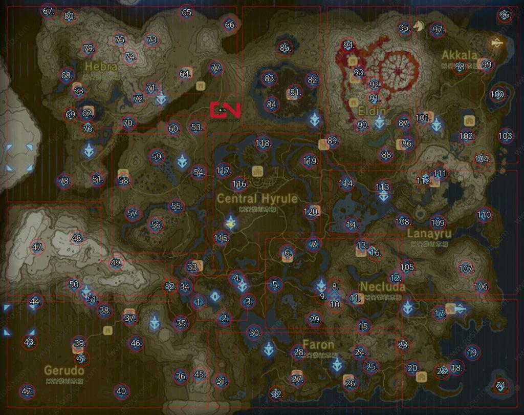 BOTW ALL SHRINE MAP(no dlc shrines) | Scrolller