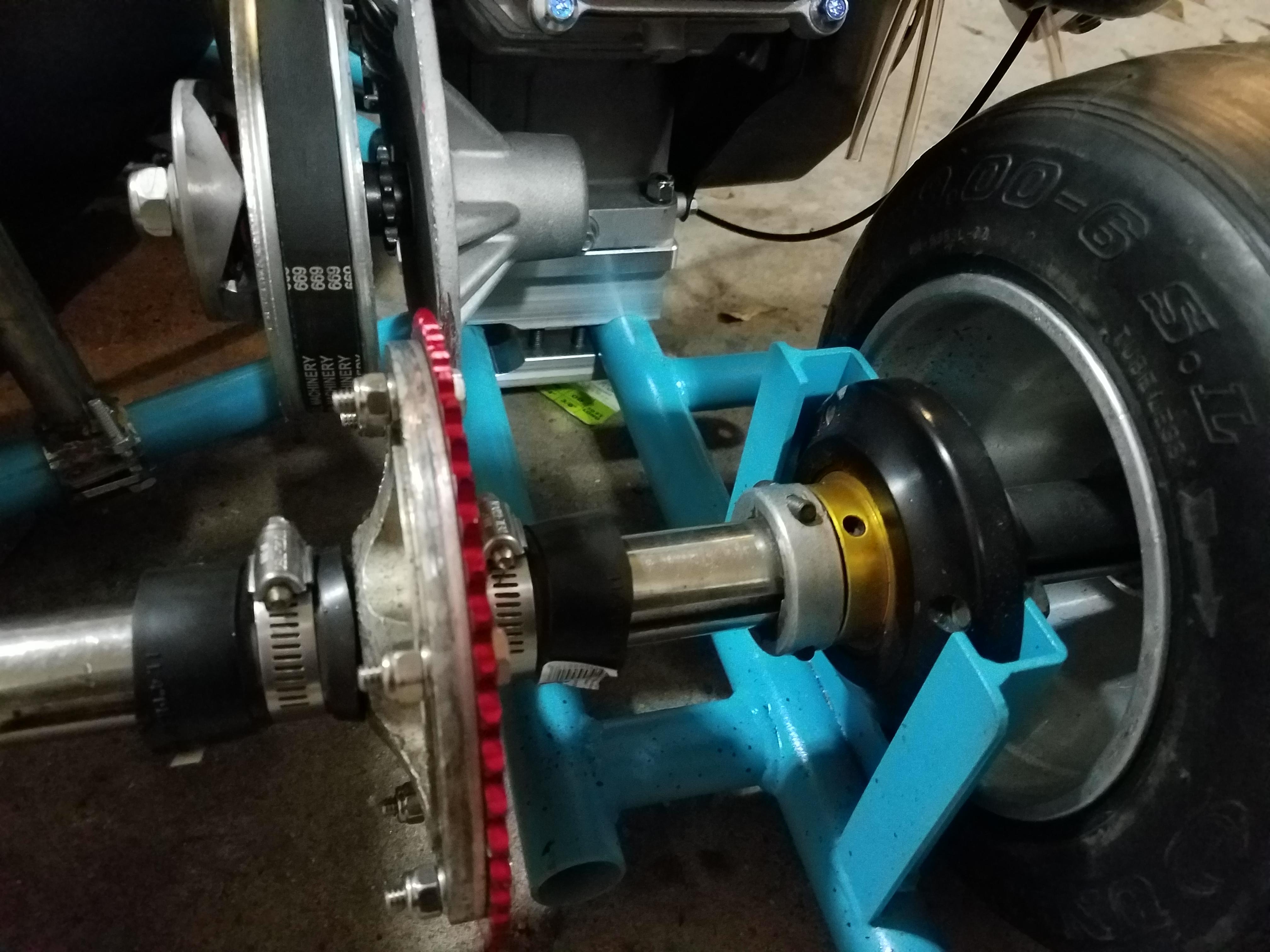 Brand new motor mount and and 53 and 16 tooth sprockets. Ratio is now 1:3.3125 rather than 1:5 ...