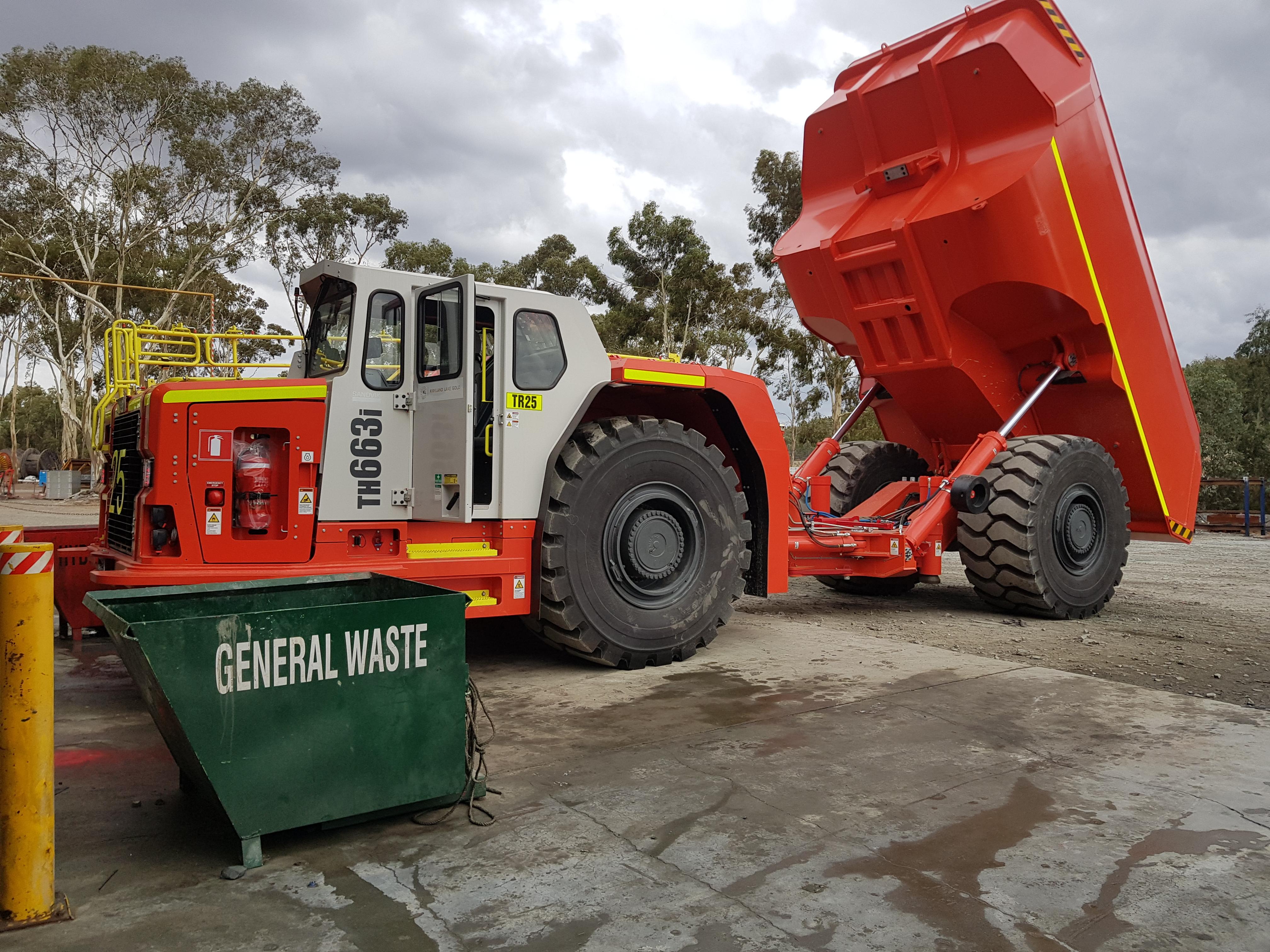 Brand new th663i capable of hauling 70+ tons of high grade gold ore up from deep underground ...