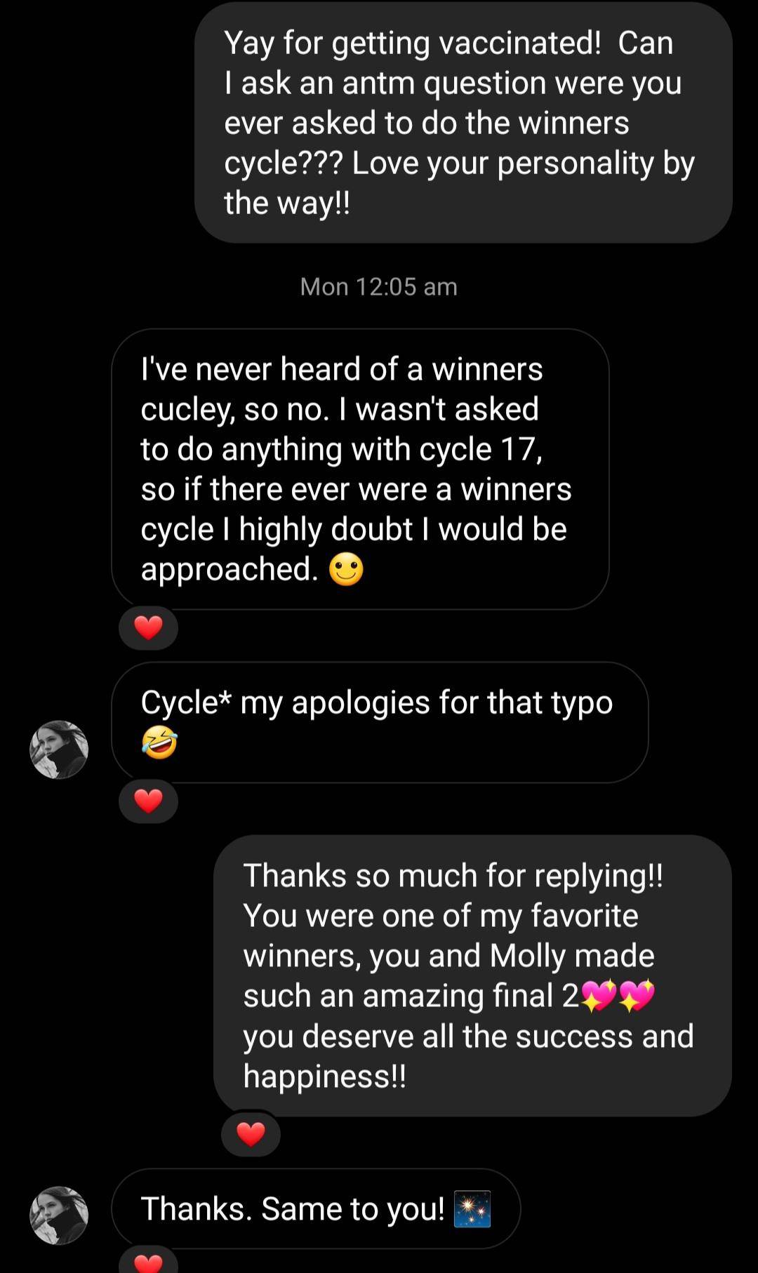 Brittany cycle 16 is so sweet. She confirmed she wasn't asked to do anything with cycle 17 or ...