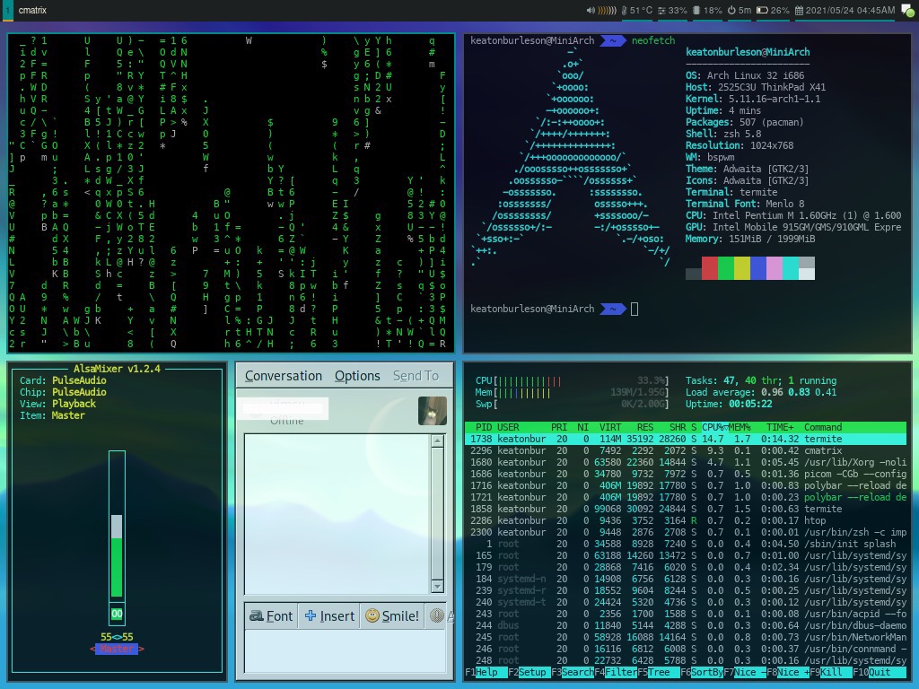 [bspwm] first time using a tiling window manager and arch! | Scrolller