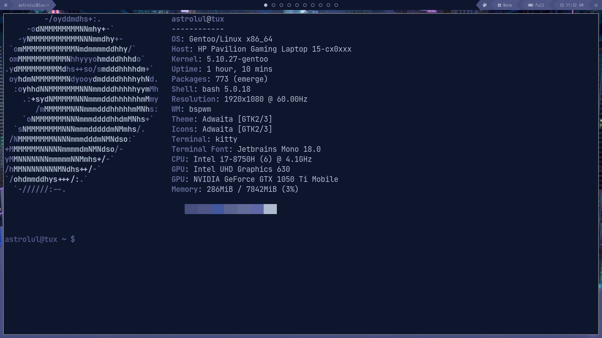 [bspwm] just installed gentoo for the first time! | Scrolller