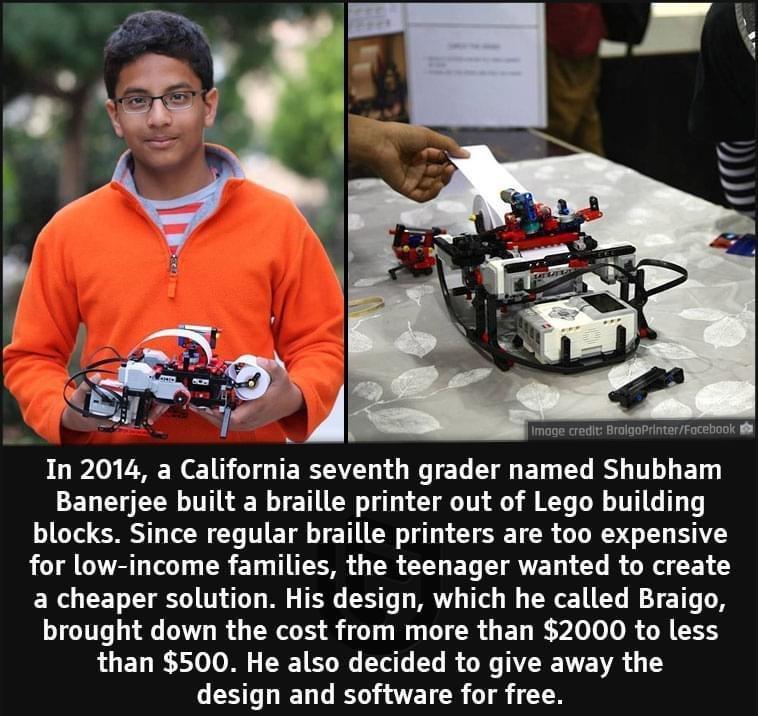 California seventh grader made a braille printer... | Scrolller