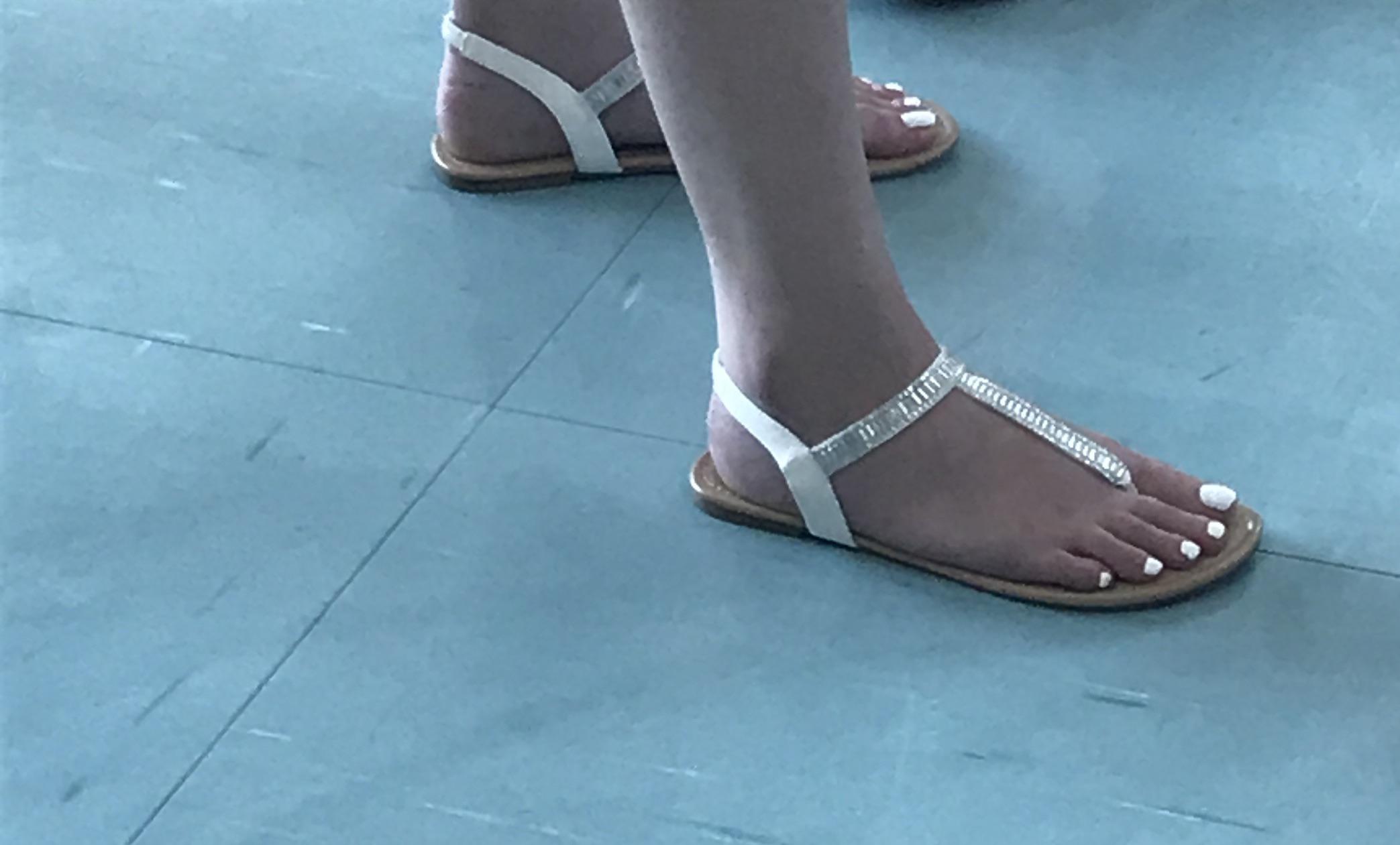 Candid white toes and sandals | Scrolller