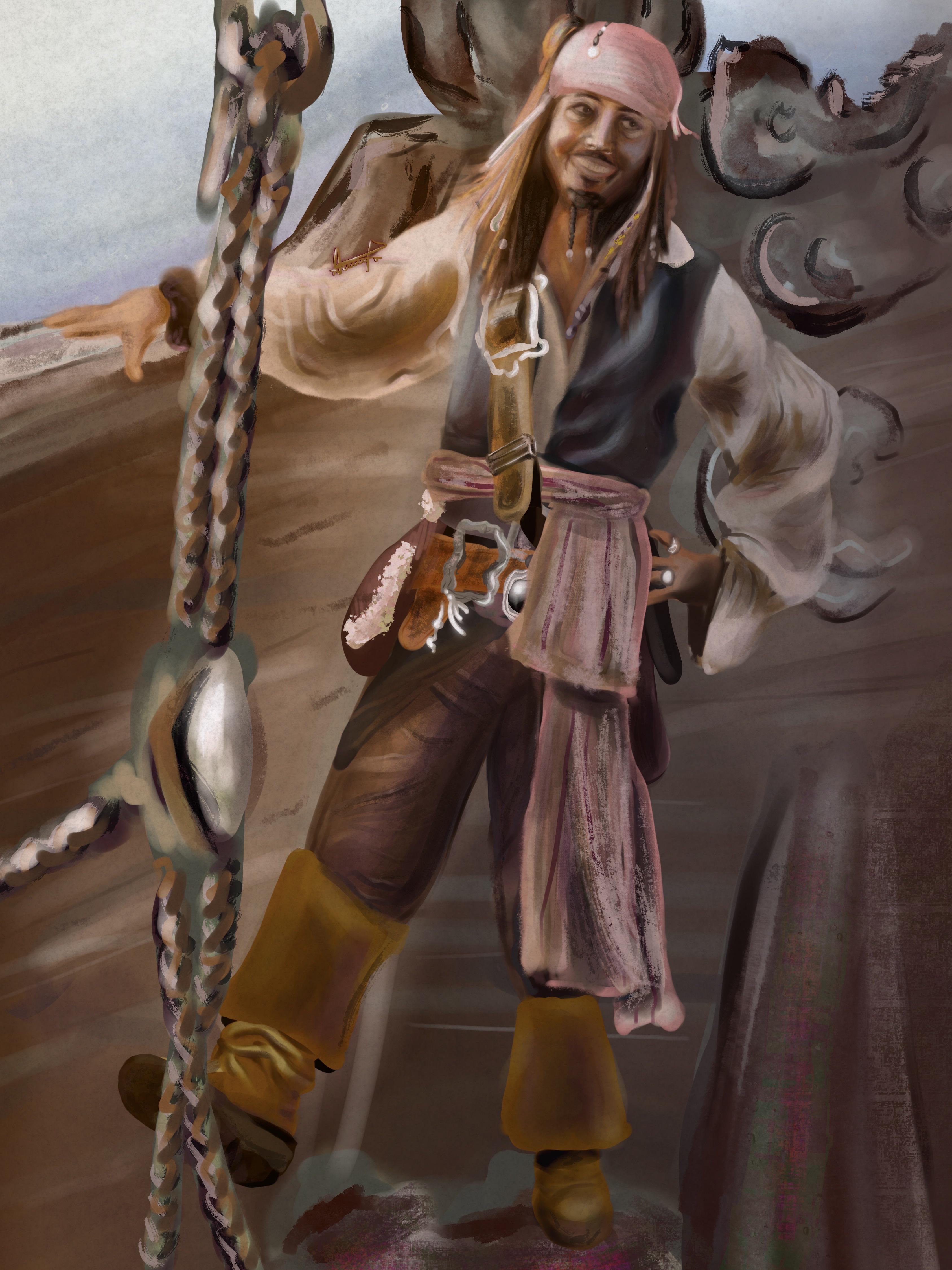 Captain Jack Sparrow digi drawing | Scrolller