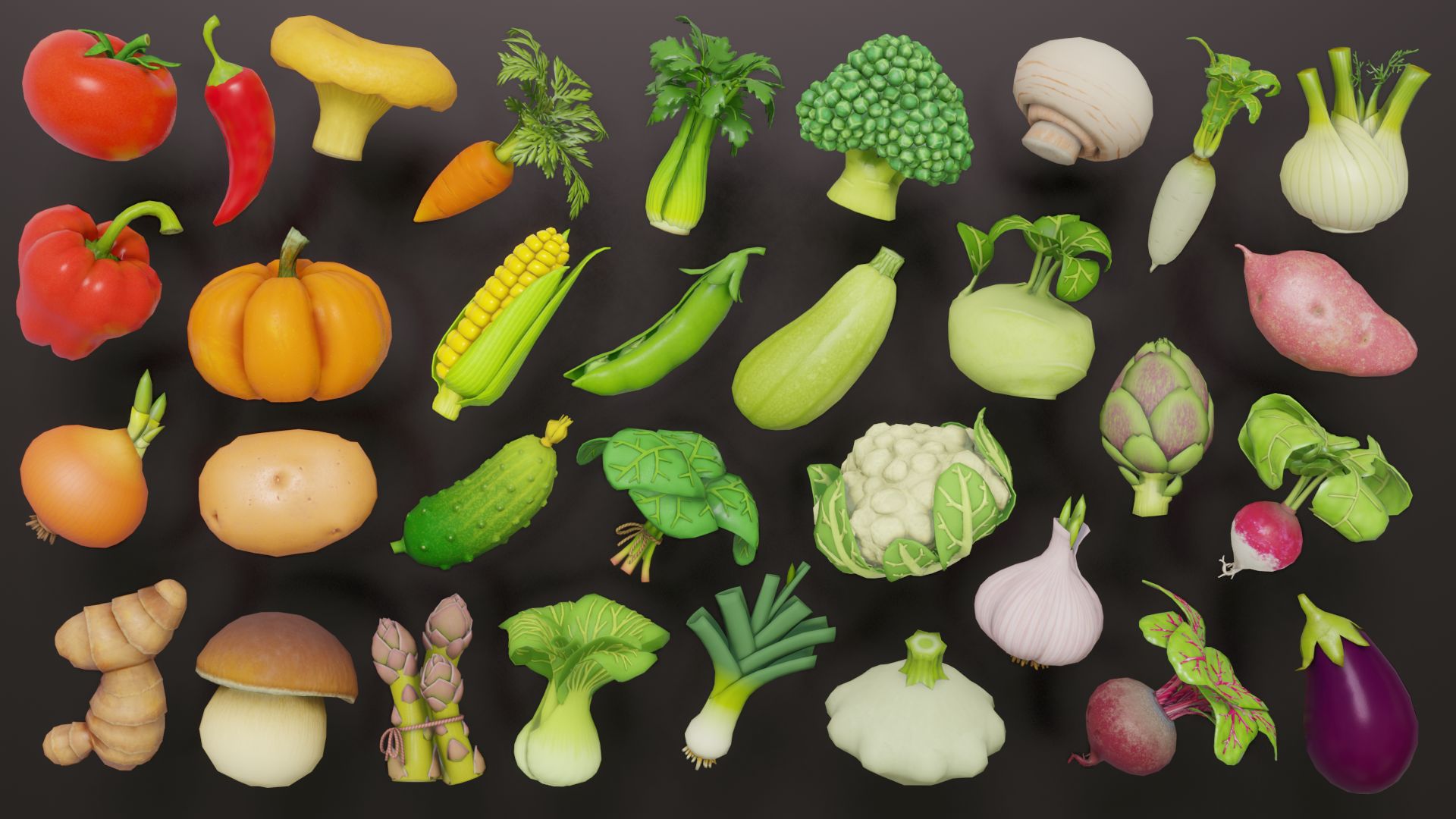 Cartoon vegetables, Blender, me, 2021 | Scrolller