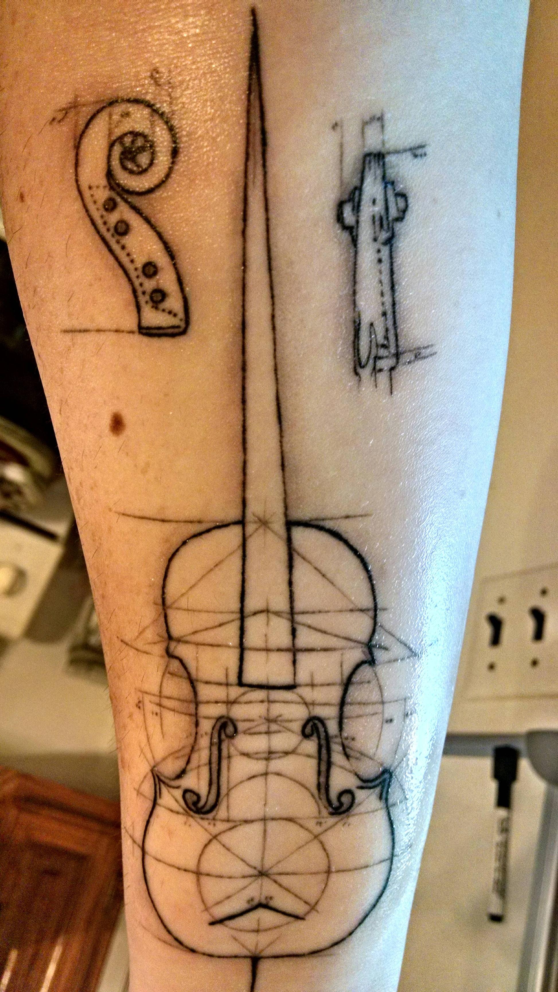 Cello Forearm Tattoo by Robert Talesky of Morocco IN | Scrolller
