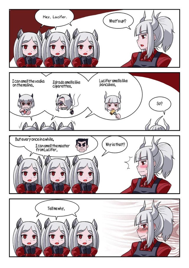 Cerberus smells something on Lucifer 💯 (Helltaker) | Scrolller